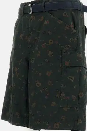 Sacai Floral Print Cotton Cargo Bermuda Shorts - Multicolor