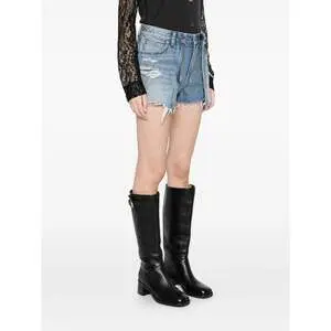 Alexander Wang Distressed Zip Detail Denim Shorts