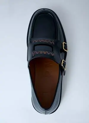 Marni Double Monk Strap Loafers In Leather