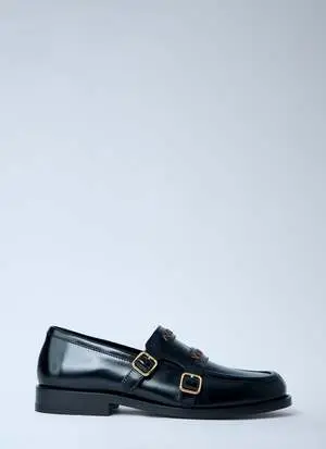 Marni Double Monk Strap Loafers In Leather - Black