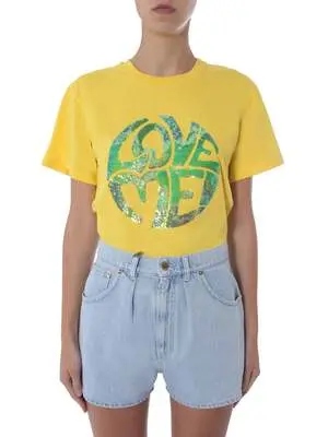 Alberta Ferretti Sequin Embellished Crewneck T-shirt - Yellow