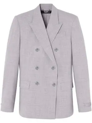 Versace Tailored Double-breasted Jacket In Wool - Multicolor