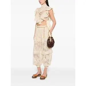 Zimmermann Floral Lace Paneled Trousers