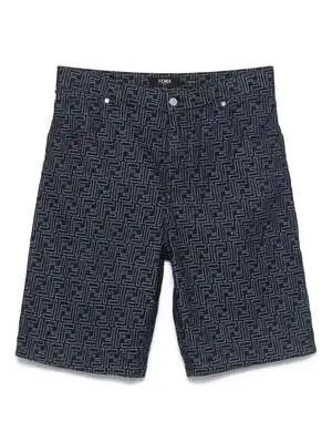 Fendi Ff Monogram Denim Shorts - Multicolor