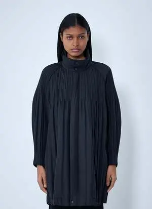 Issey Miyake High-neck Pleated Coat - Black