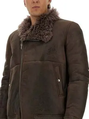 Rick Owens Leather Bomber Jacket - Gray