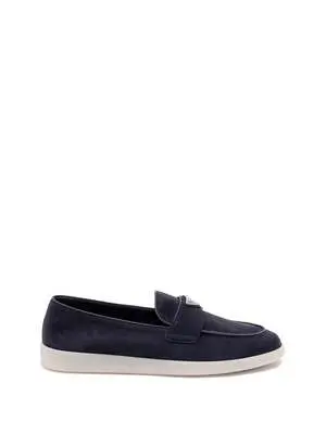 Prada Suede Loafers With Enamel Triangle - Multicolor