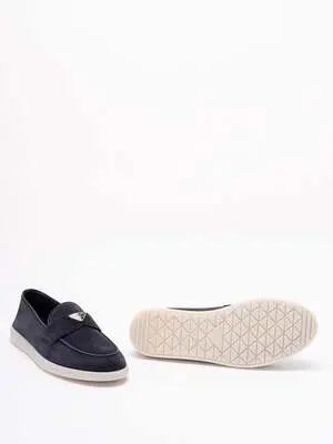 Prada Suede Loafers With Enamel Triangle - Multicolor