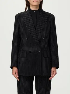 Max Mara Double-breasted Pinstripe Blazer - Black