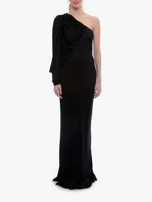 Saint Laurent Asymmetric Viscose Gown - Multicolor