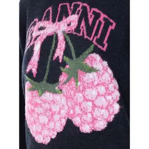 GANNI Graphic Print Crew Neck Sweater