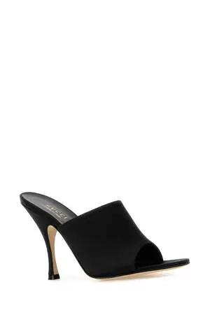Gucci Satin Pointed Toe High Heel Mules - Black