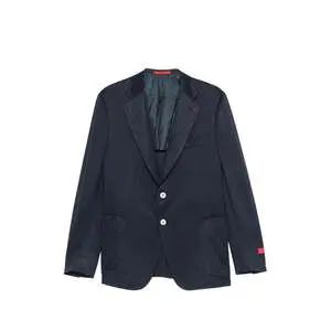 Isaia Textured Silk And Cotton Blend Blazer - Blue