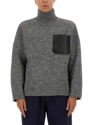 JW Anderson Turtleneck Pullover With Pocket Detail - Gray