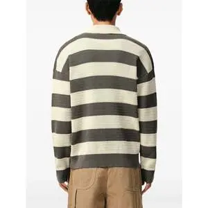 AMI Paris Striped Cardigan With Appliqué Detail