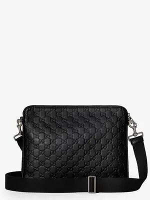 Gucci Gg Emblem Leather Crossbody Bag - Gray