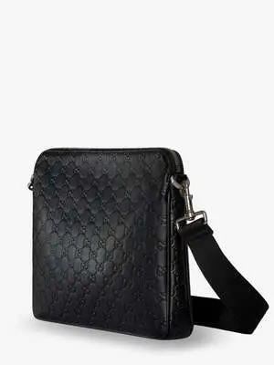 Gucci Gg Emblem Leather Crossbody Bag - Gray