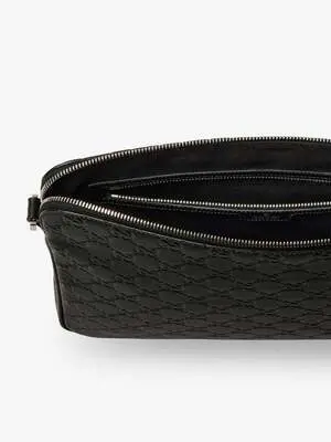 Gucci Gg Emblem Leather Crossbody Bag - Gray
