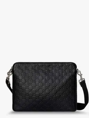 Gucci Gg Emblem Leather Crossbody Bag - Gray