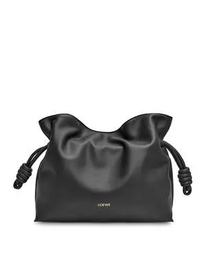 Loewe Medium Flamenco Clutch Bag In Nappa Calfskin - Black