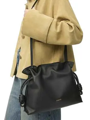 Loewe Medium Flamenco Clutch Bag In Nappa Calfskin - Black