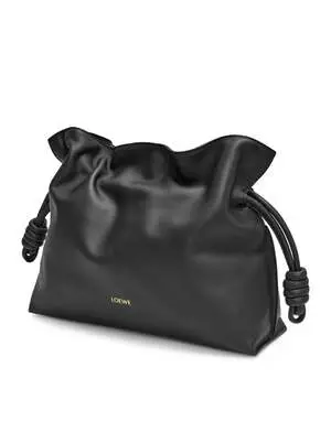 Loewe Medium Flamenco Clutch Bag In Nappa Calfskin - Black