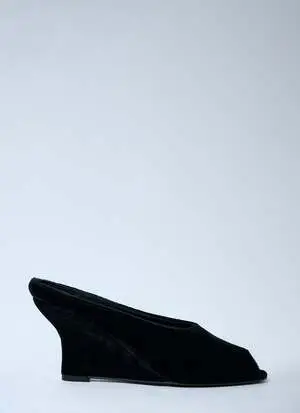 TOTEME Velvet Peep-toe Wedge Mules - Black