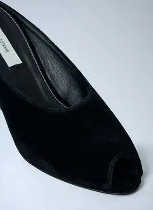 TOTEME Velvet Peep-toe Wedge Mules - Black