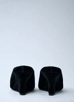 TOTEME Velvet Peep-toe Wedge Mules - Black
