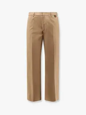 Gucci Beige Cotton Trousers With Web Detail - Multicolor