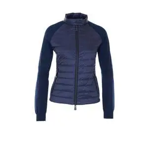 Moncler Quilted Cardigan With Turtleneck And Zip-up Pockets - Blue