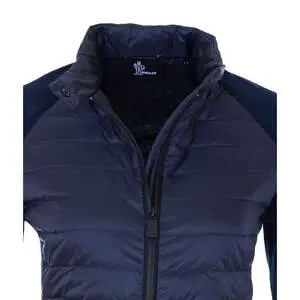 Moncler Quilted Cardigan With Turtleneck And Zip-up Pockets - Blue