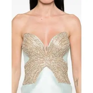 Costarellos Embellished Strapless Sequin Cocktail Dress