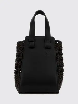 Loewe Calfskin And Woven Handbag - Black