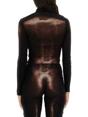 JEAN PAUL GAULTIER Printed Mesh Top - Brown