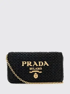 Prada Raffia Crossbody Bag - Black