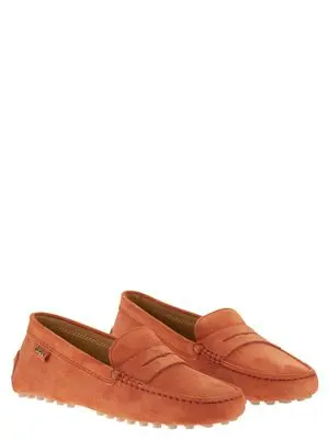 TOD'S Suede Rubber Sole Loafer - Red