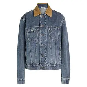 JW Anderson Mid Cotton Denim Jacket With Corduroy Collar - Blue
