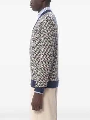 Valentino Garavani V-neck Geometric Knit Sweater