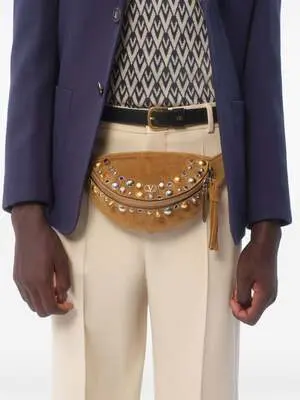 Valentino Garavani V-neck Geometric Knit Sweater