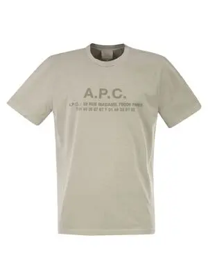 A.p.c. Organic Cotton T-shirt With Logo Print - Green