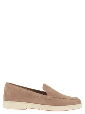 Santoni Suede Loafer With Embossed Logo - Pink