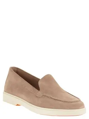 Santoni Suede Loafer With Embossed Logo - Pink