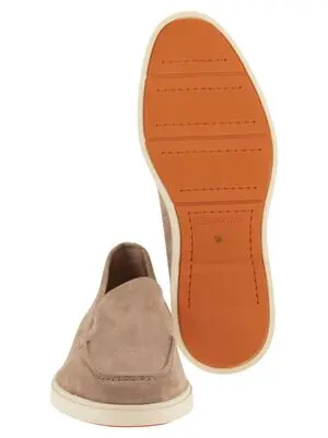 Santoni Suede Loafer With Embossed Logo - Pink