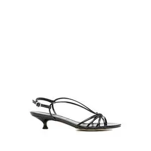 AeydĒ Patent Leather Kitten Heel Sandals - Black