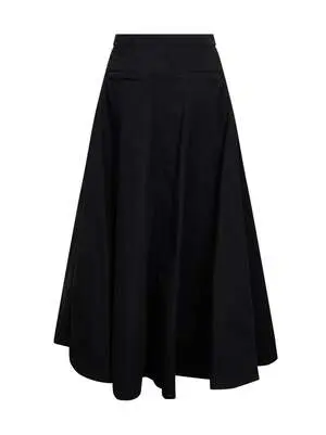 Balenciaga Black Cotton Ripstop Godet Maxi Skirt