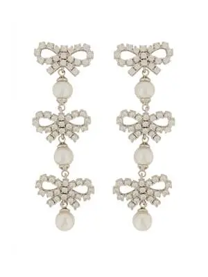 SELF-PORTRAIT Micro Bow Drop Earrings - Silver