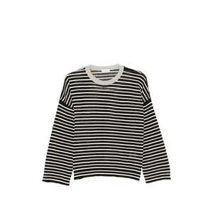 Brunello Cucinelli Striped Long Sleeve Crewneck Top