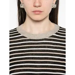 Brunello Cucinelli Striped Long Sleeve Crewneck Top