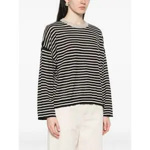 Brunello Cucinelli Striped Long Sleeve Crewneck Top